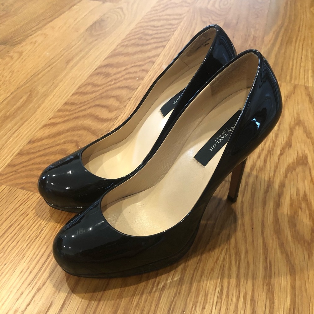 Ann Taylor Black Patent Platform High Heels 5 - Gem